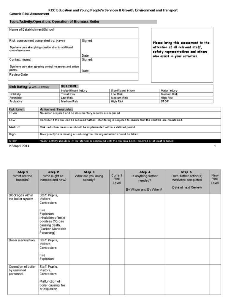 Biomass Boiler Risk Assessment NP | PDF