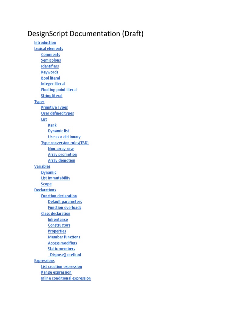 Design Script Documentation | Pdf | Control Flow | Scope (computer Science)