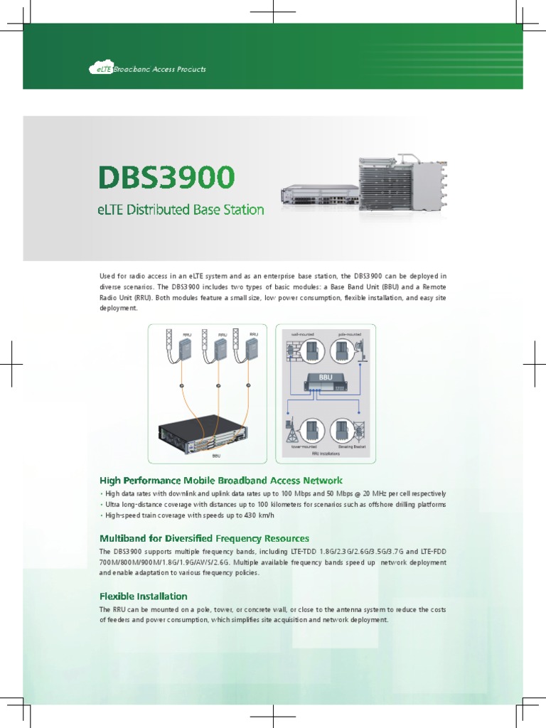 Huawei ELTE Access Products - DBS3900 Datasheet (HD) | PDF | Lte ...