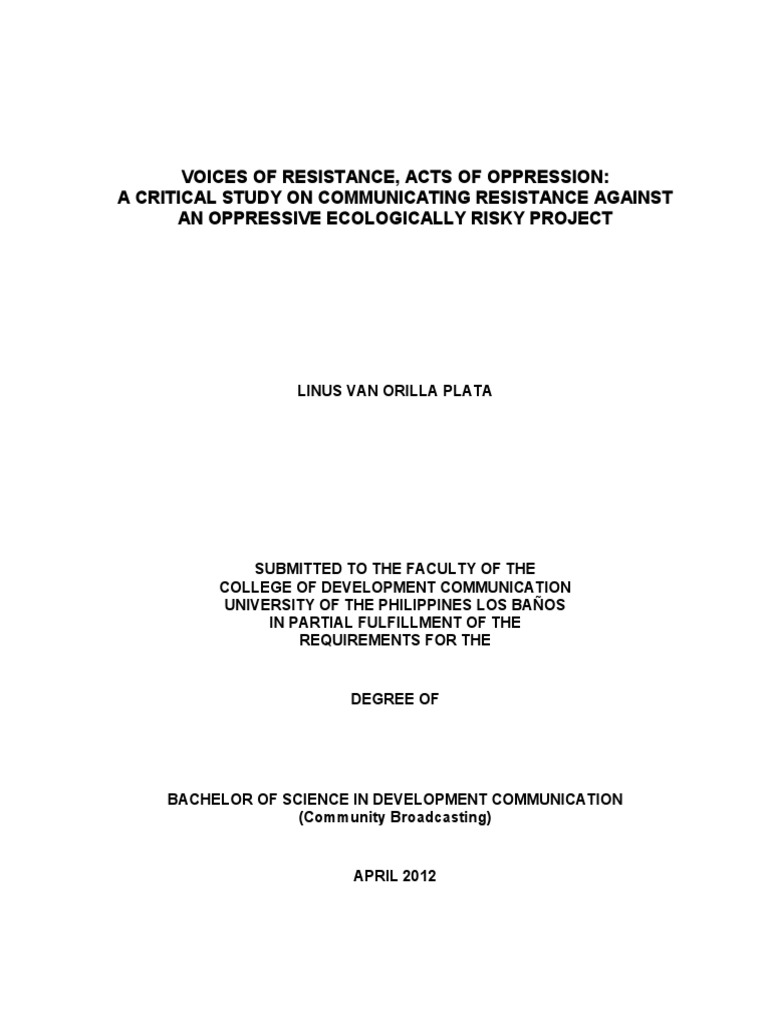 Voices of Resistance, Acts of Oppression: A Critical Study On ...