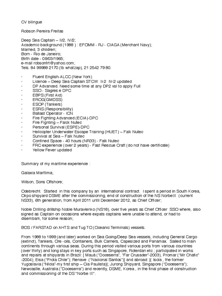 CV Bilingue PDF | Download Free PDF | Ships | Port