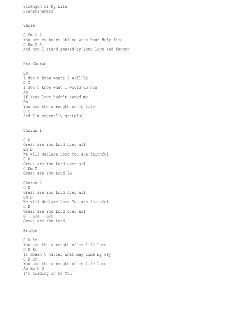 Strength of My Life Lyrics & Chords | PDF