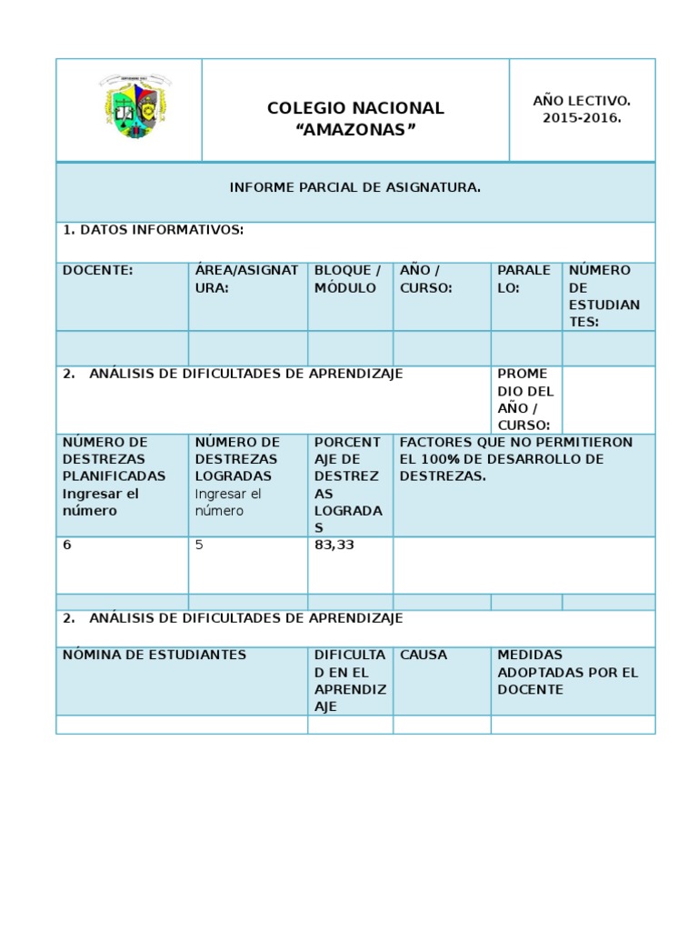 Informe Parcial de Asignatura | Maestros | Aprendizaje