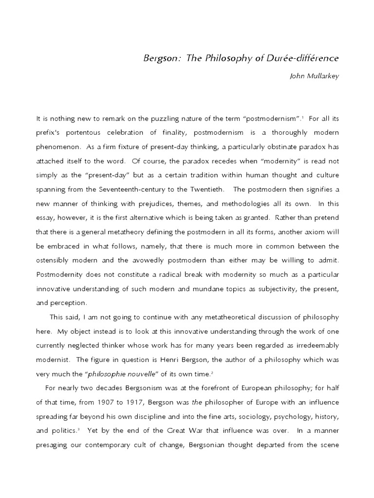 Mullarkey - Bergson-The Philosophy of Duree-Difference (N.D.) PDF | PDF ...