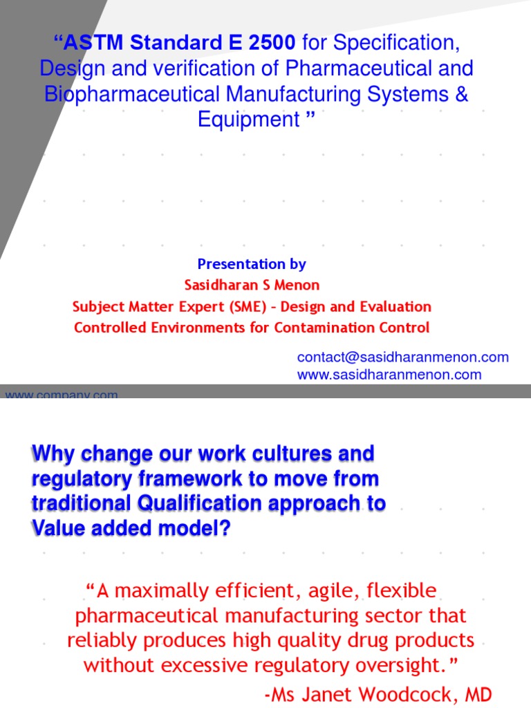 ASTM E 2500 Standard For Pharma and Biopharma Manufacturing | PDF ...