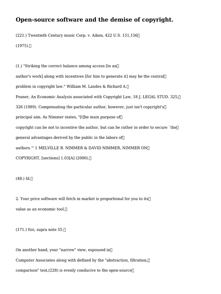 Open-Source Software and The Demise of Copyright. | PDF | Source Code | Proprietary Software