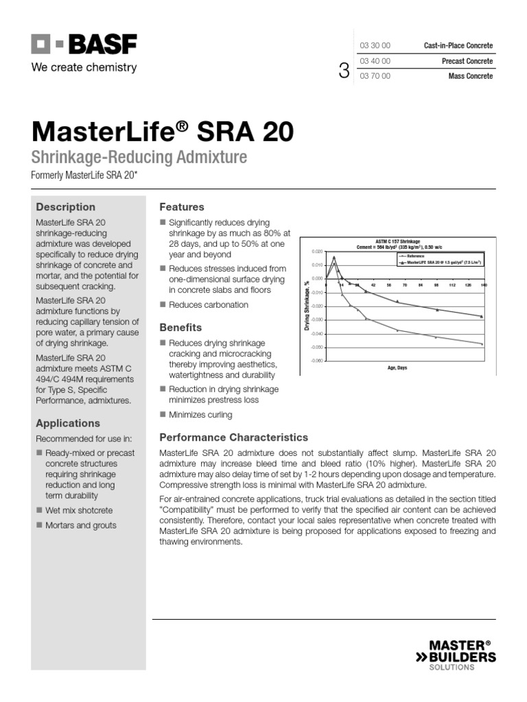 Masterlife Sra 20 Tds | PDF | Concrete | Industries