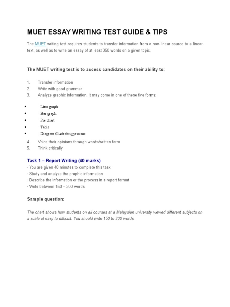 Muet Essay Writing Test Guide | PDF | Ferrari | Essays