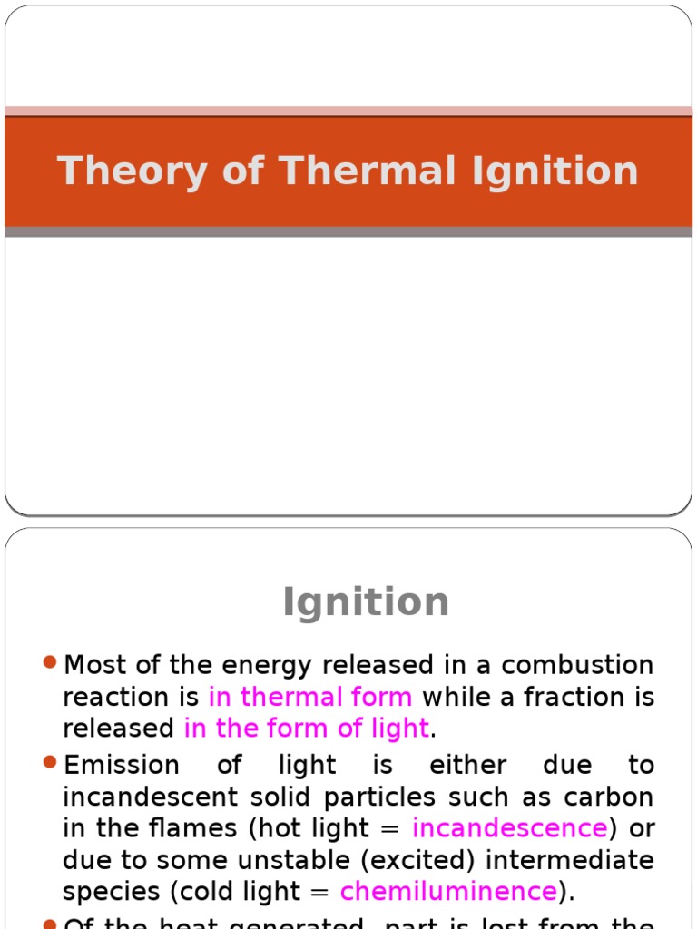 Thermal Ignition Theory Explained | PDF | Combustion | Explosion