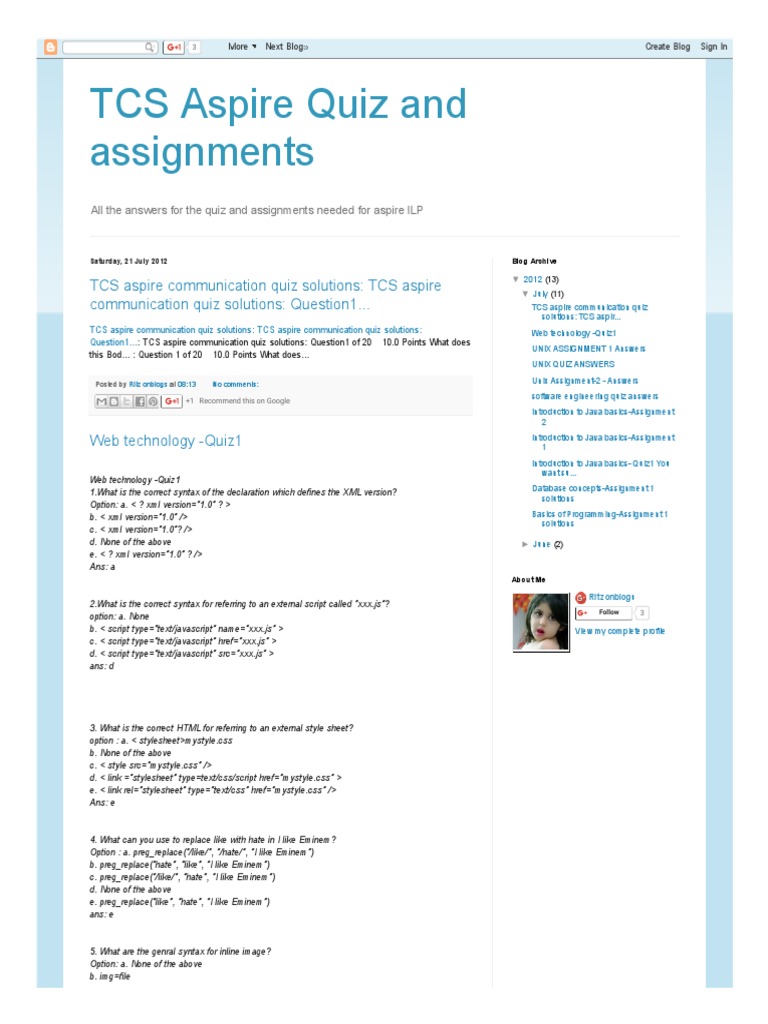 TCS Aspire Quiz and Assignments | PDF | Cascading Style Sheets | Computer File