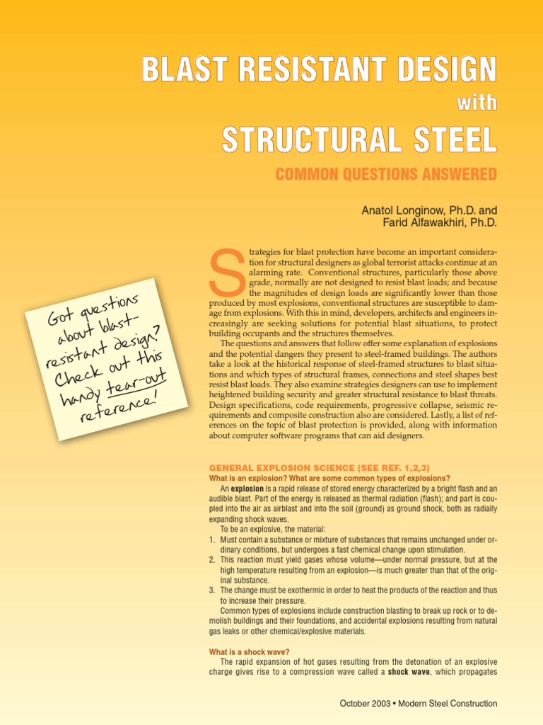 Blast Resistant Design With Structural Steel PDF | PDF | Explosion ...