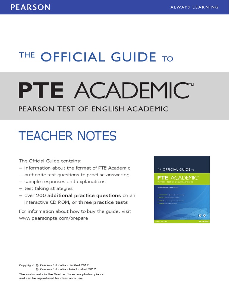 PTE Academic Official Guide | PDF | Lesson Plan | Fluency