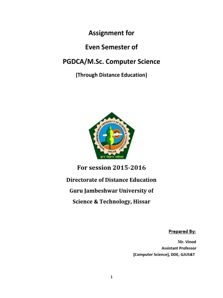 Assignment For Even Semester of PGDCA/M.Sc. Computer Science | PDF | Object Oriented Programming ...