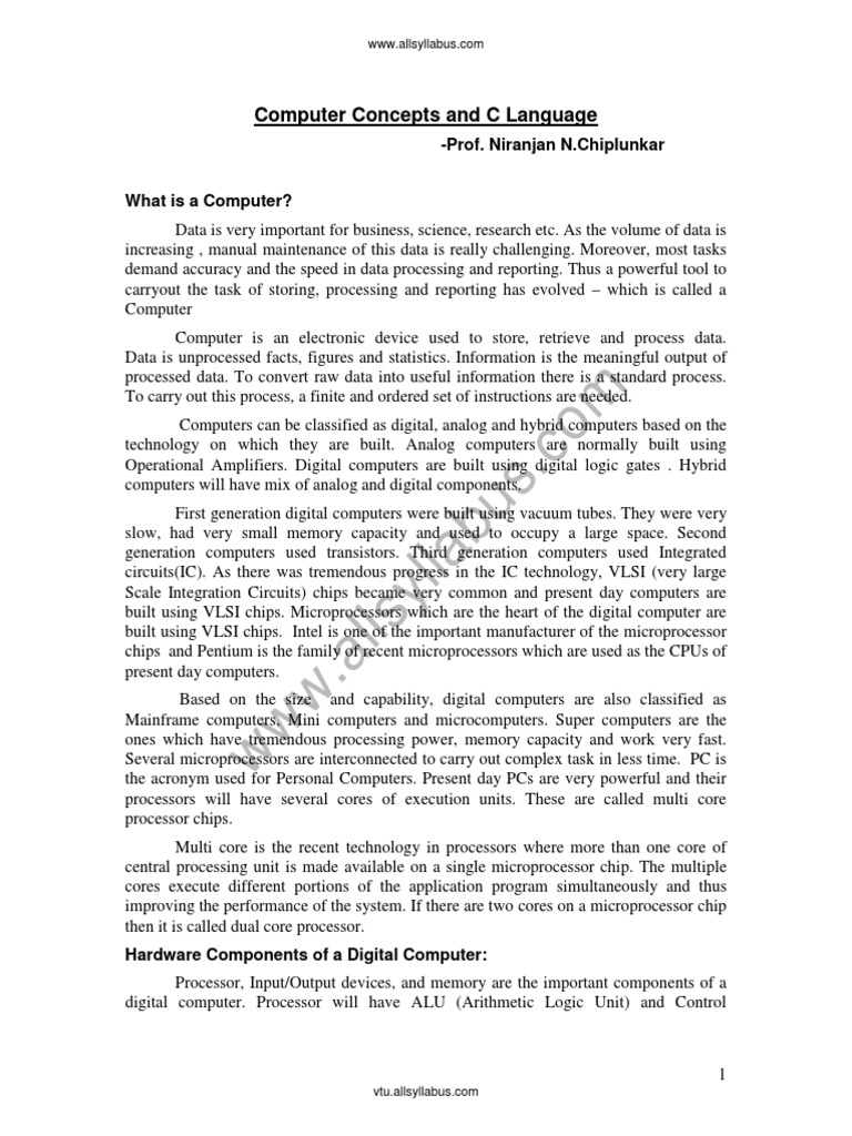 Computer Concepts and C Language: - Prof. Niranjan N.Chiplunkar | PDF ...