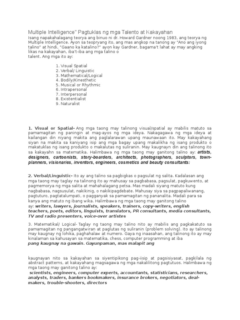 Multiple Intelligence Pdf