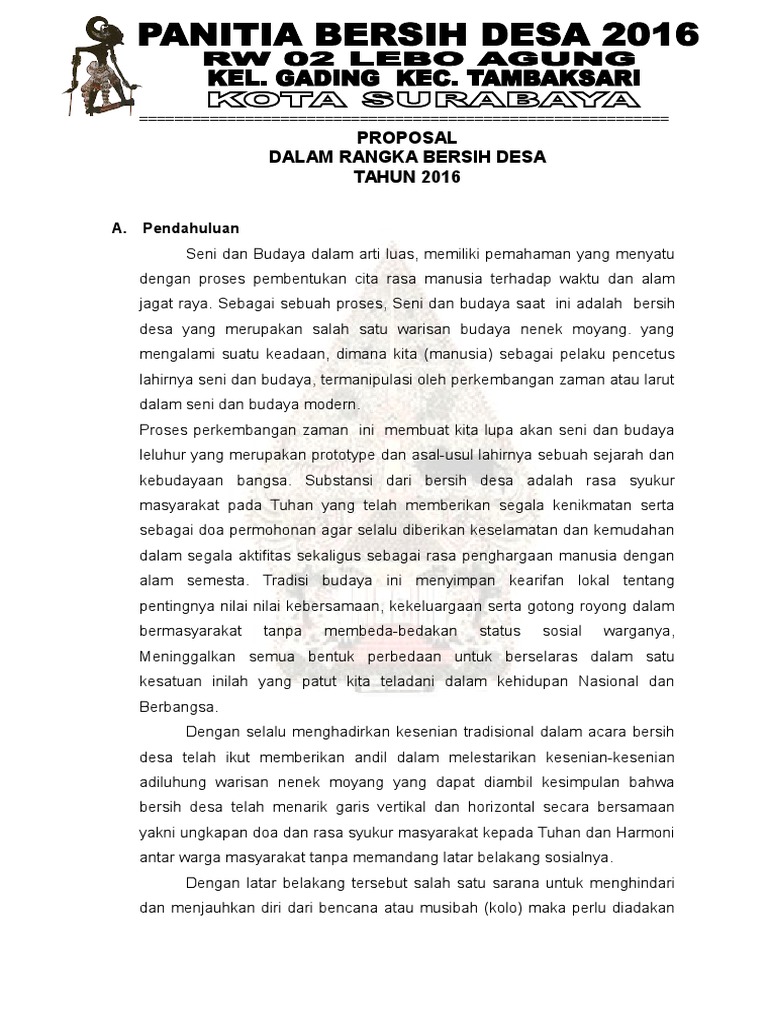 Proposal Pagelaran Wayang Kulit 2 | PDF Proposal Pagelaran Wayang Kulit 2 | PDF