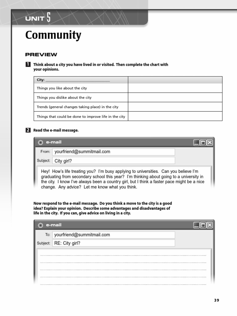 Summit 1 Workbook Sample Unit 5 Pdf Volunteering Unemployment