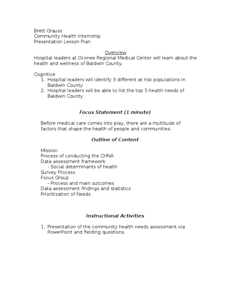 Focus Statement (1 Minute) | PDF