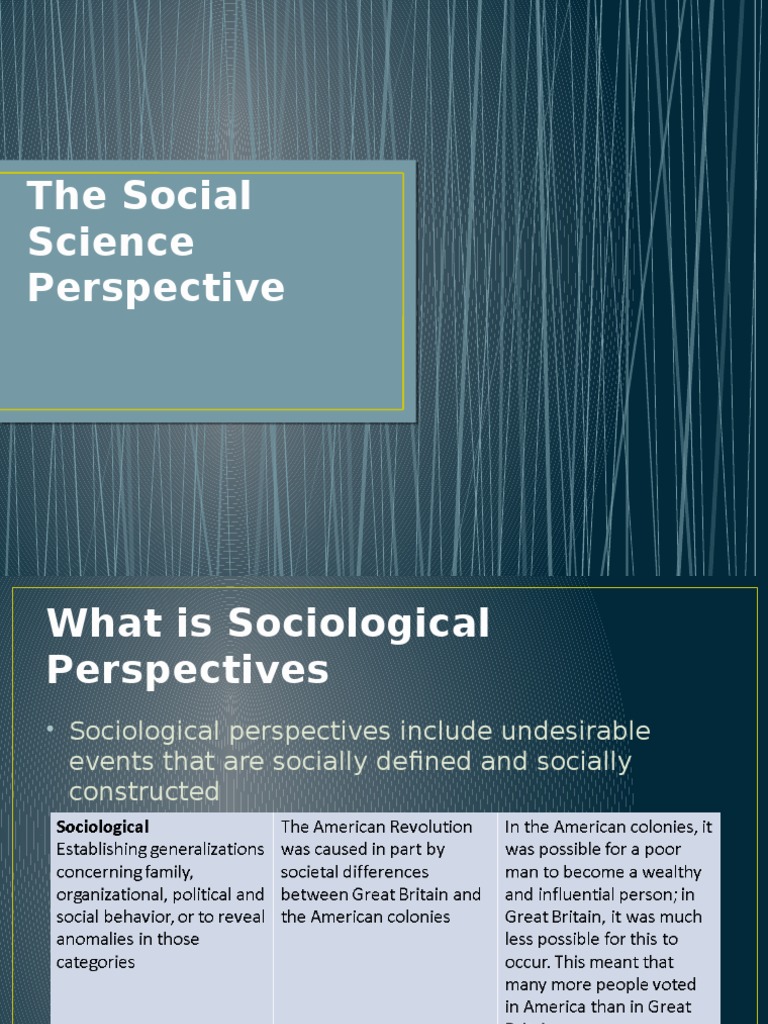 The Social Science Perspective | PDF