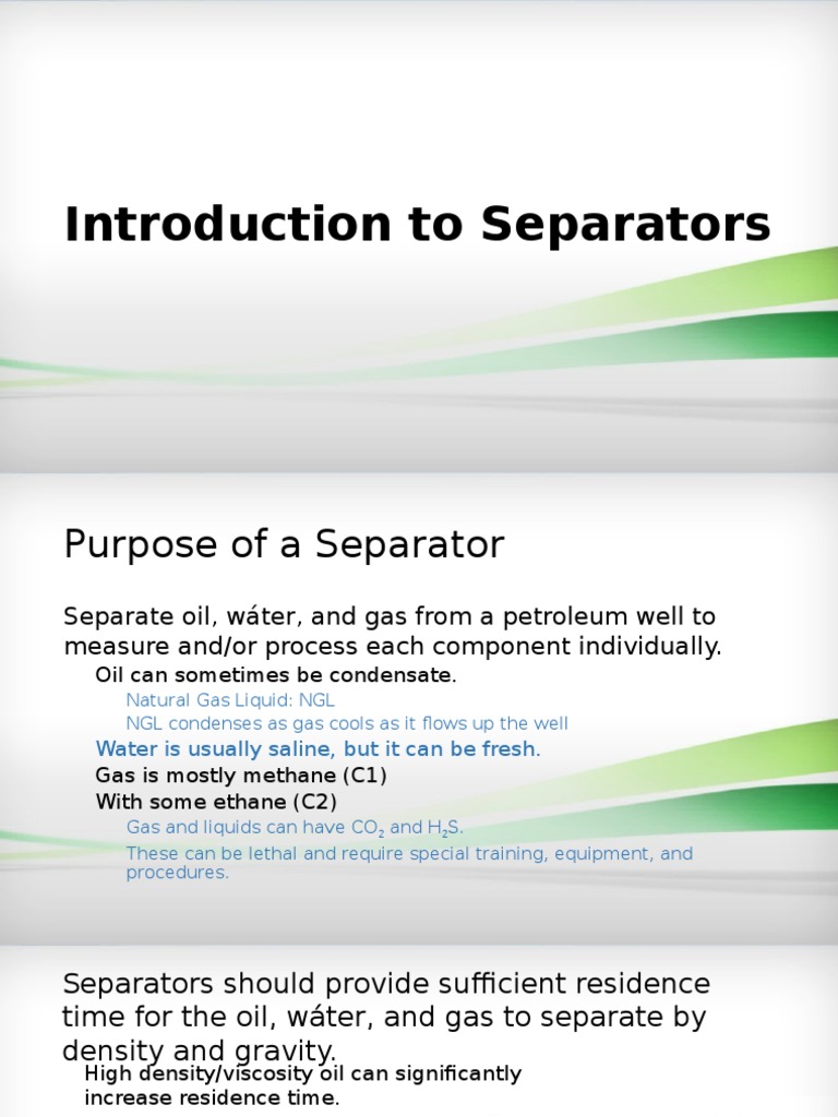 Oil & Gas Separator Basics | PDF | Technology & Engineering