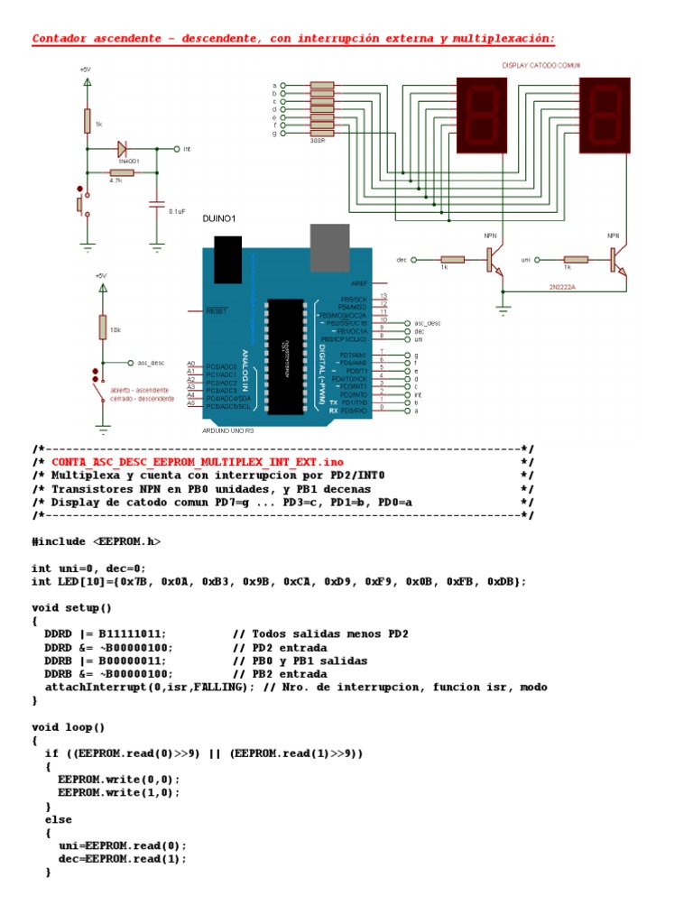Contador Ascendente-Descendente. Arduino-Display Catodo Comun | PDF ...