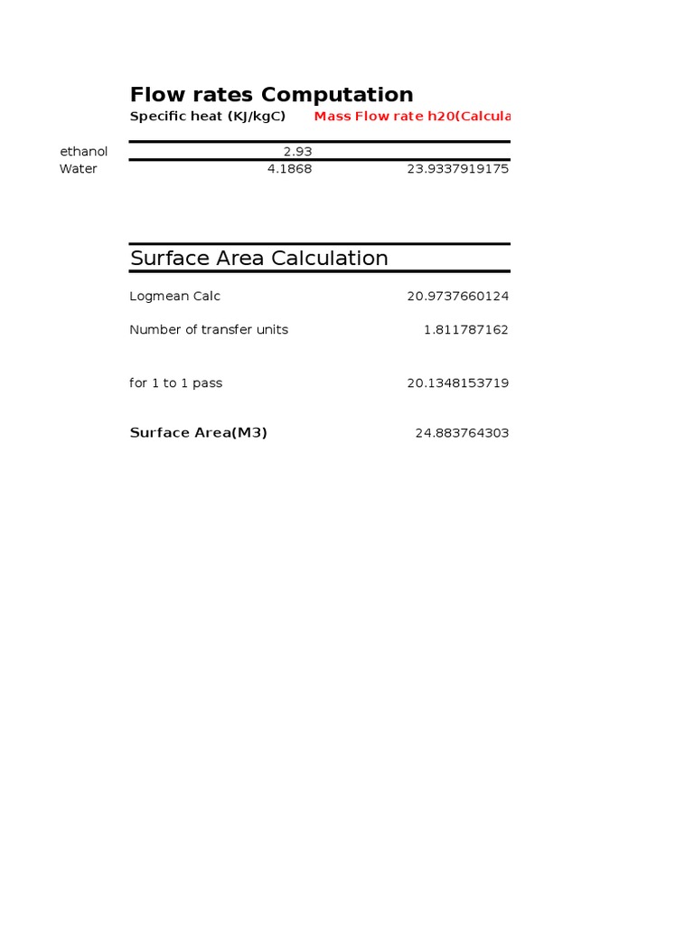 Flow Rates Computation: Surface Area Calculation | PDF | Teaching ...
