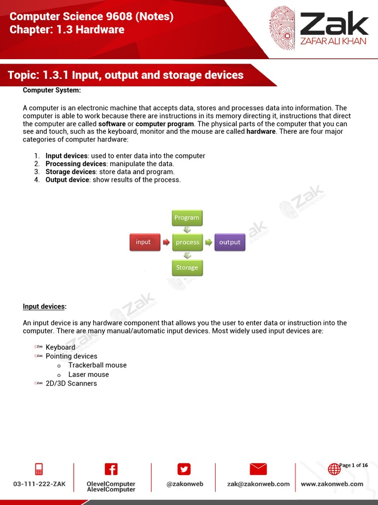 Input, Output, and Storage Devices Overview | PDF | Computer Data ...