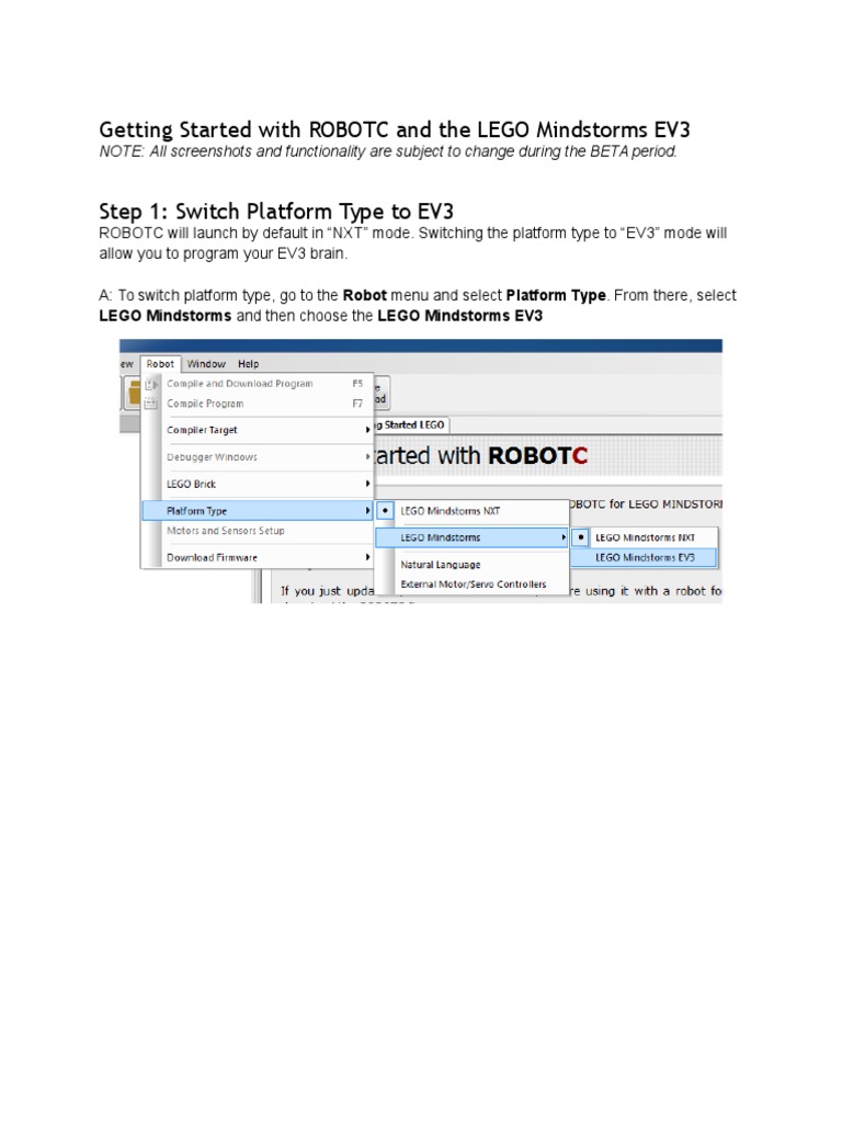 ROBOTC EV3 Getting Started Guide | PDF