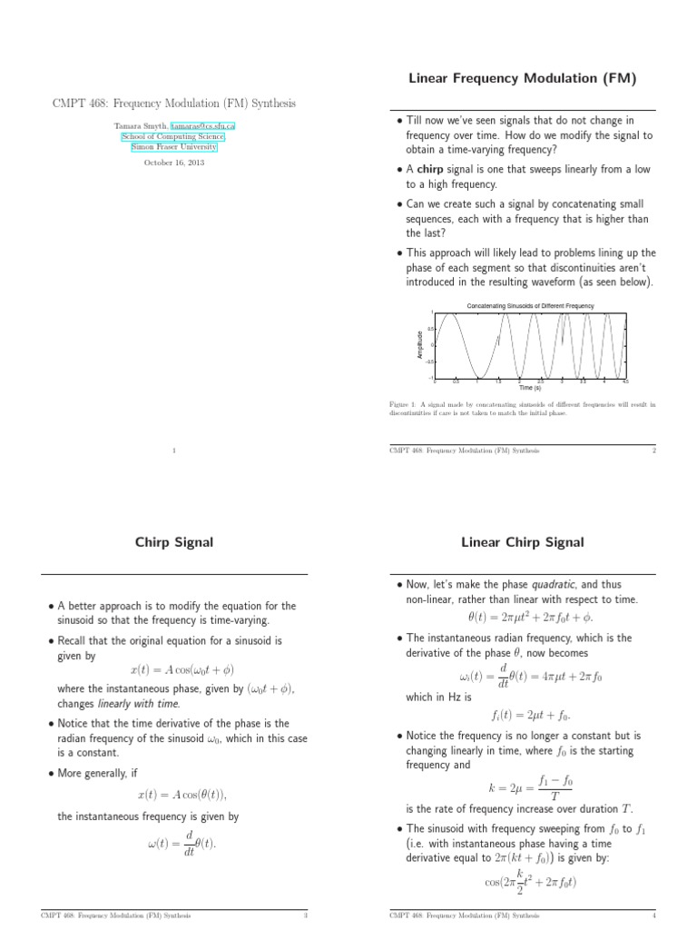 Linear Frequency Modulation (FM) | PDF | Frequency Modulation | Synthesizer