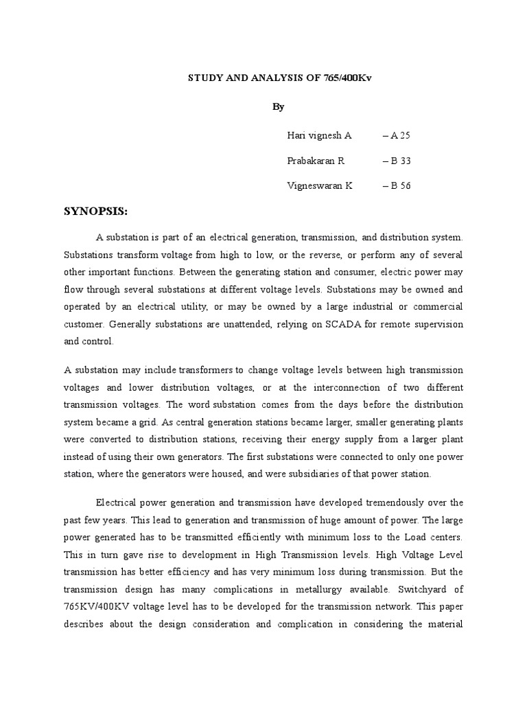 765 kV Substation Design Analysis | PDF | Technology & Engineering