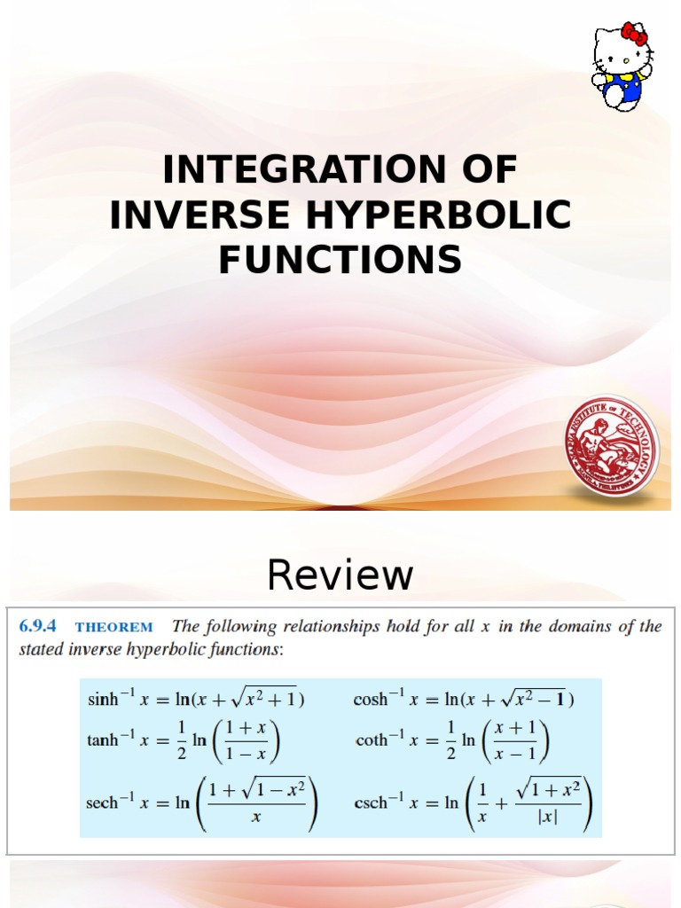 Lesson 10 Inverse Hyperbolic Functions PDF