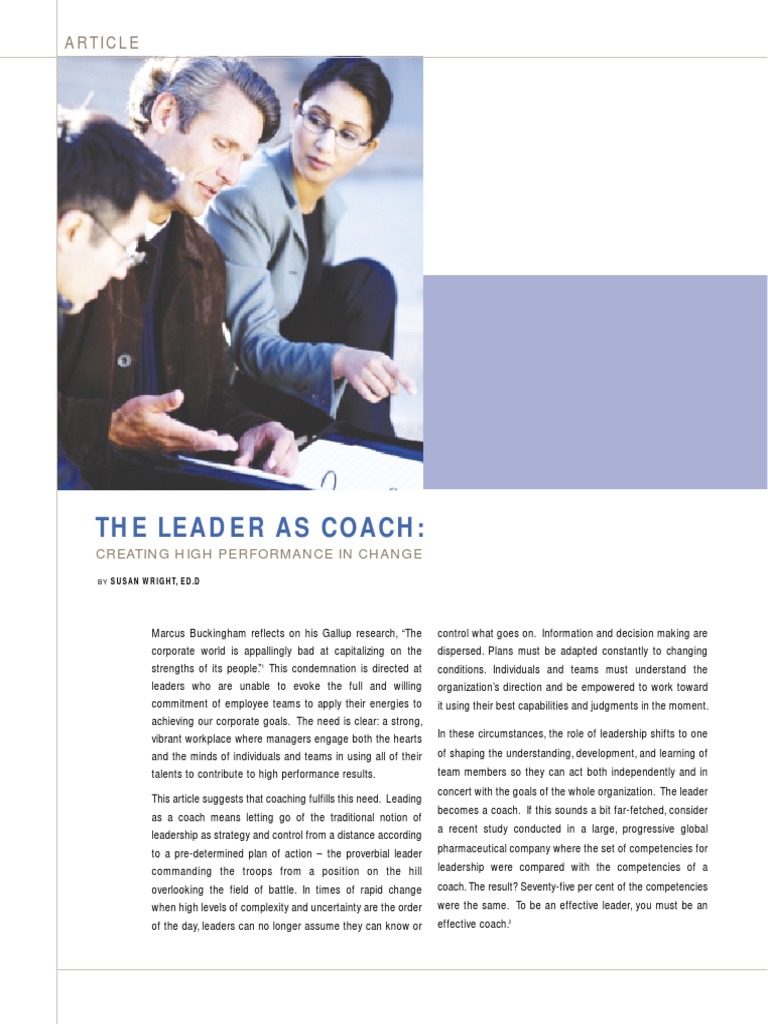 The Leader As Coach:: Article | PDF | Competence (Human Resources ...