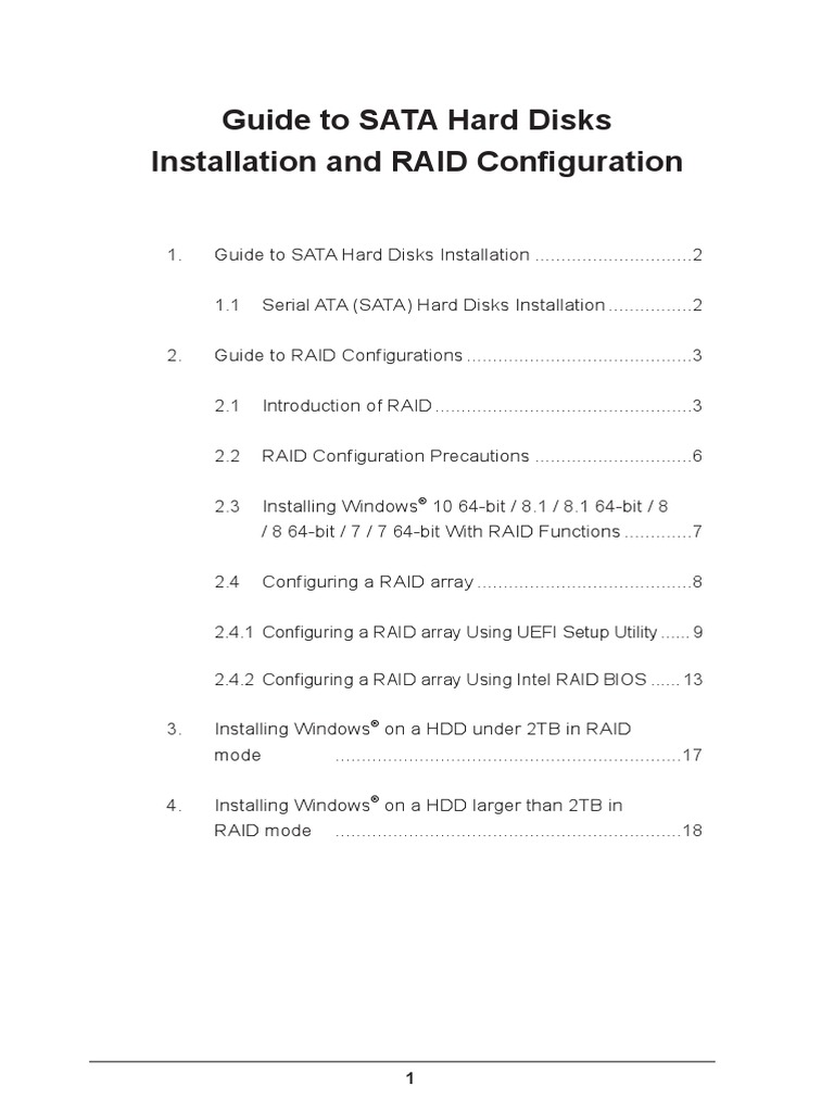 Guide To SATA Hard Disks Installation and RAID Coniguration | PDF ...