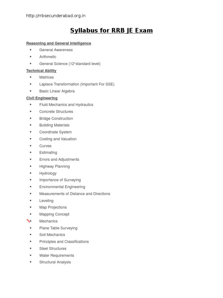 RRB SEcunderabad JE Syllabus | PDF | Printing | Electronics