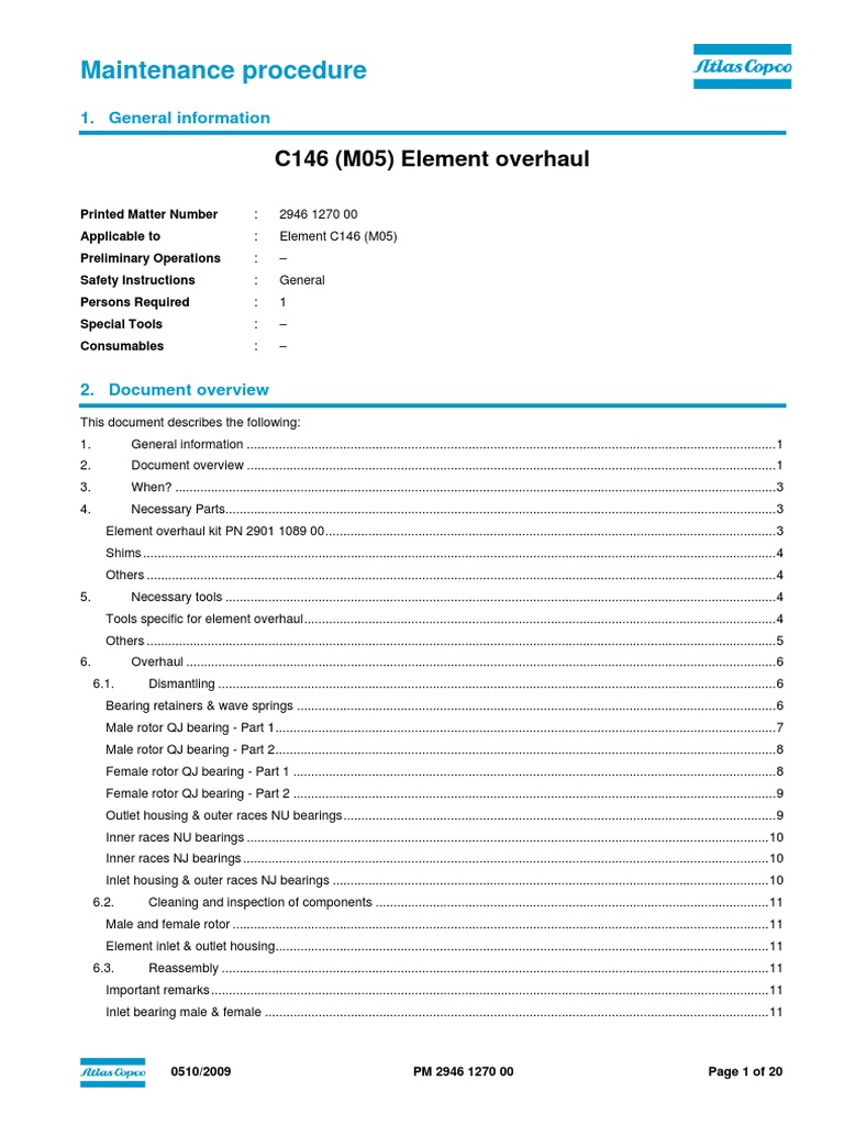 C146 Element Overhaul Procedure | PDF | Bearing (Mechanical ...