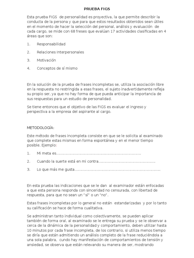 Prueba Figs | PDF | Comportamiento | Ansiedad