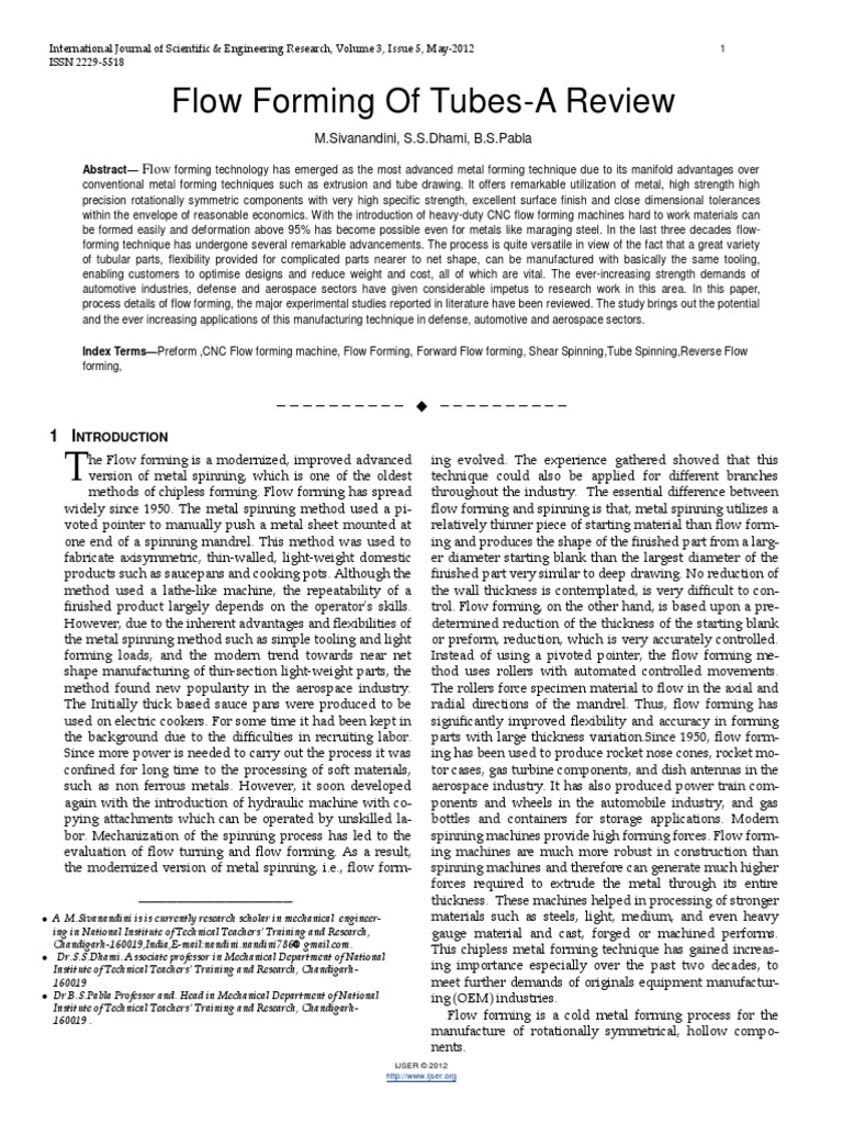 Flow Forming of Tubes A Review PDF | PDF | Forging | Fracture