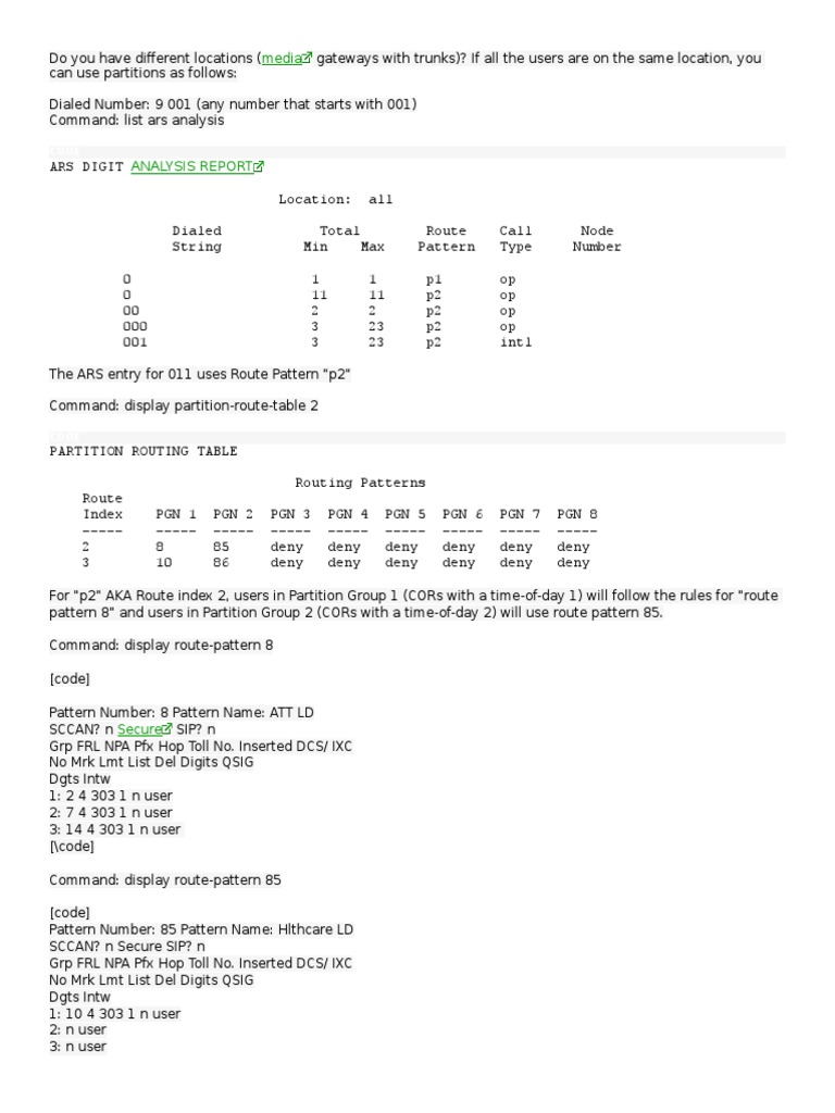 Avaya Partition Routing | PDF