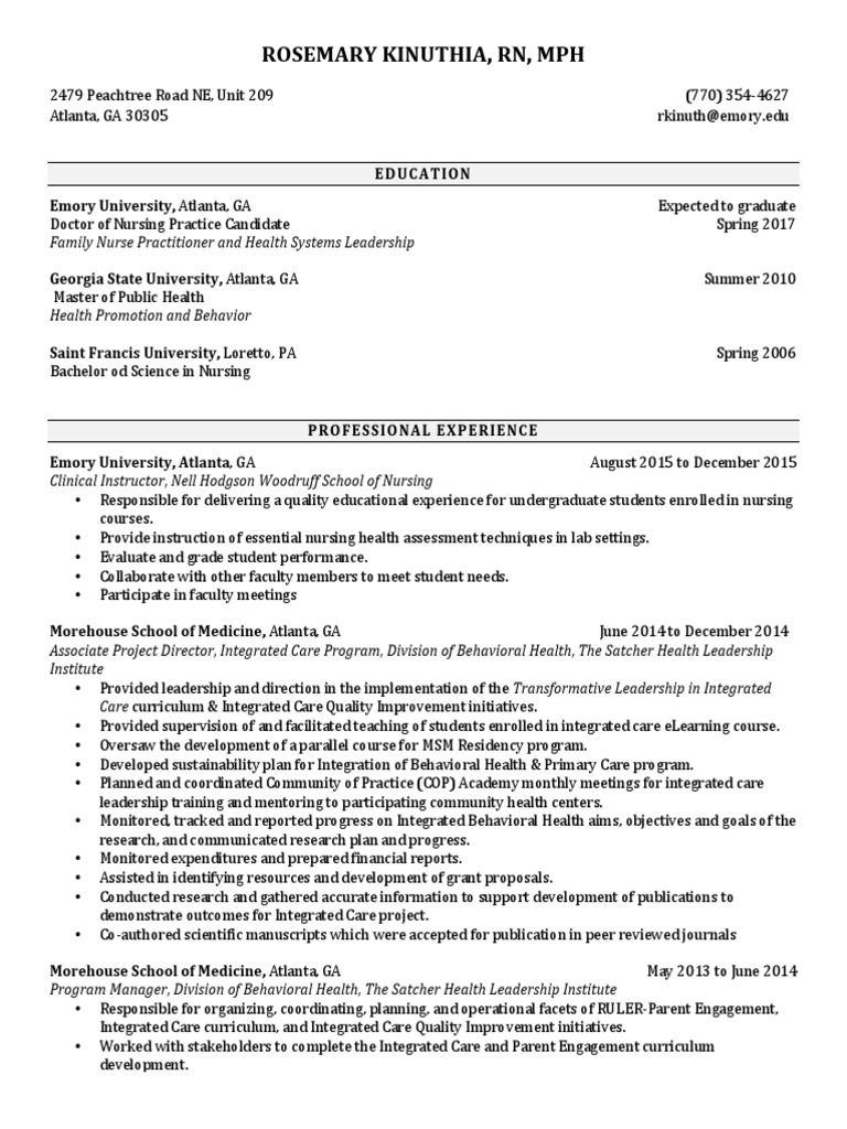 Kinuthia Rosemary Resume PDF | PDF | Nursing | Health Education