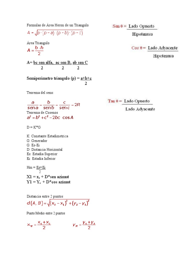 Formulas Topografia | PDF