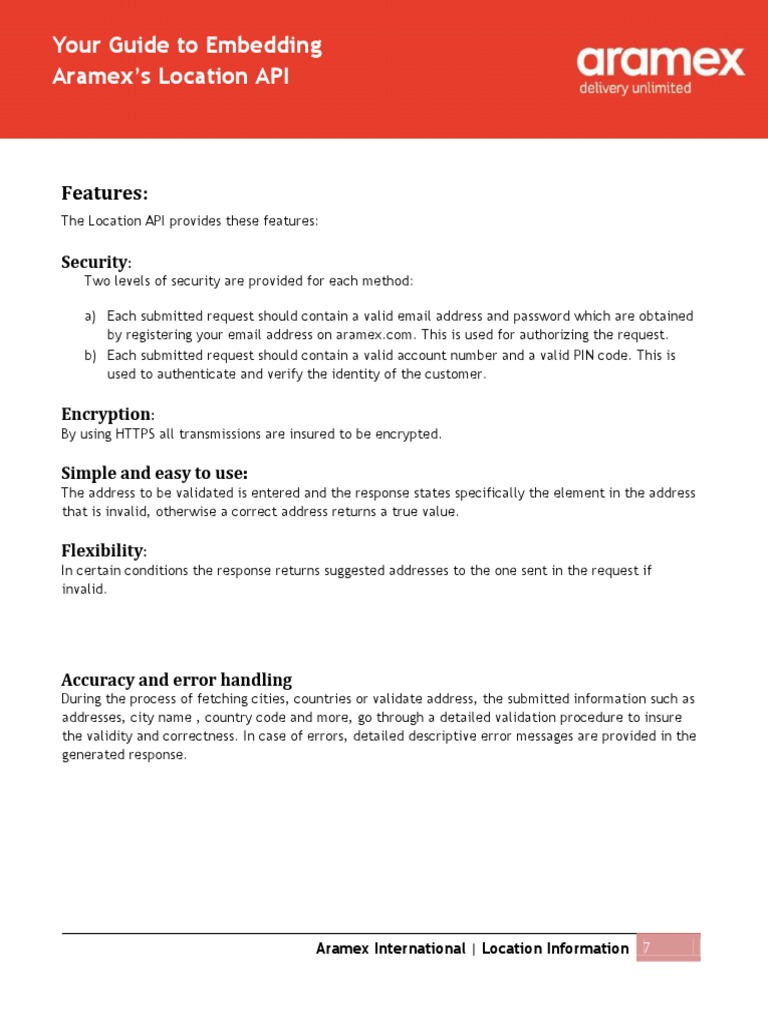 Aramex Location API Integration Guide | PDF