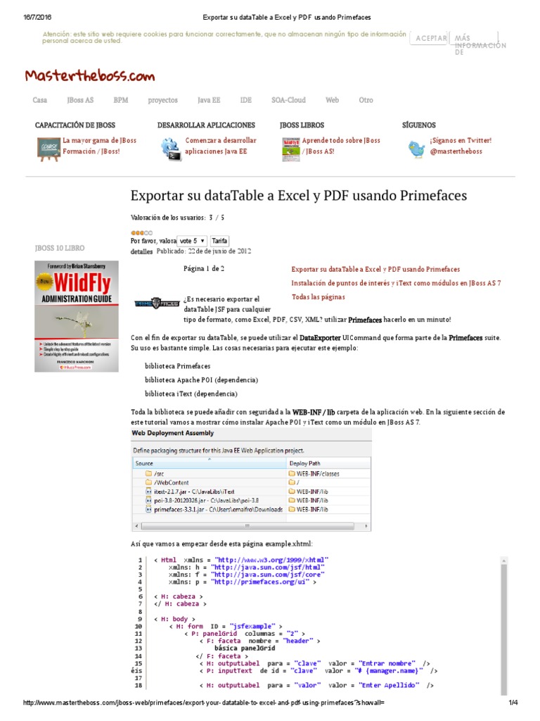Exportar Su DataTable A Excel y PDF Usando Primefaces | PDF | Vuelo salvaje | Formato de ...