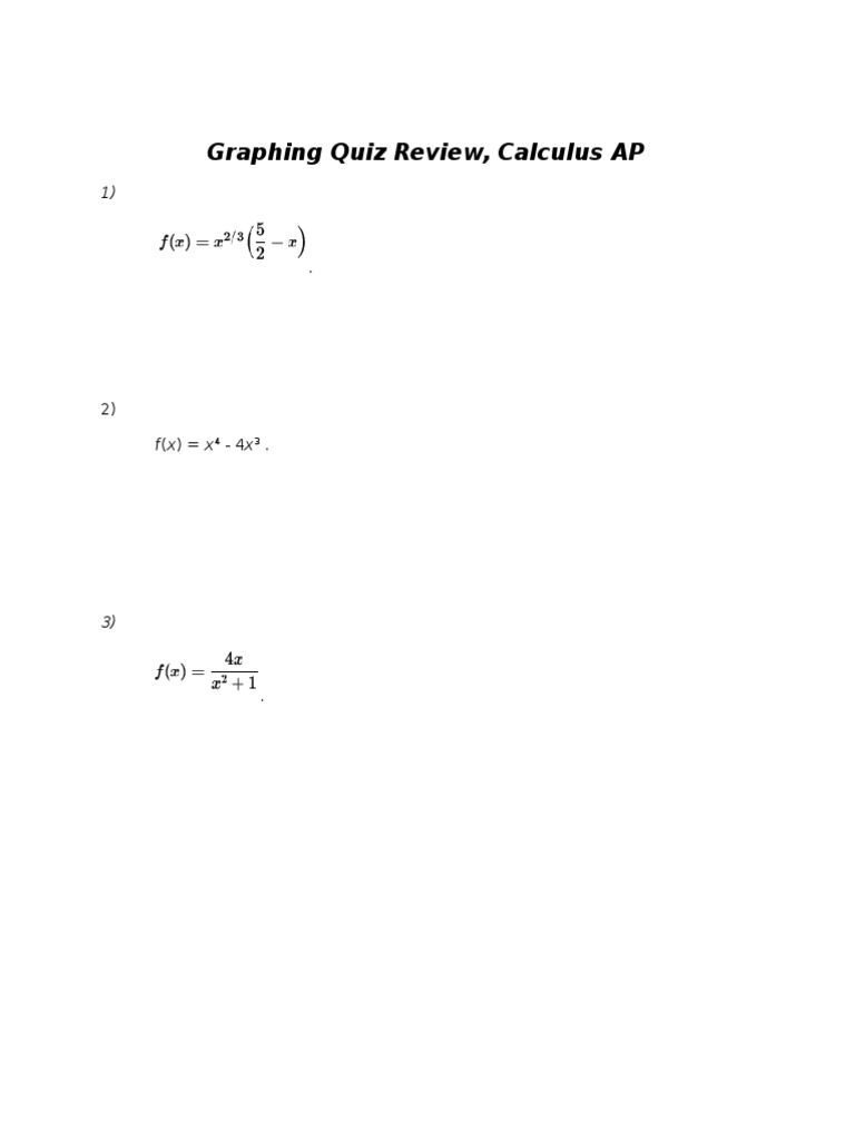 AP Calculus Graphing Quiz Review | PDF