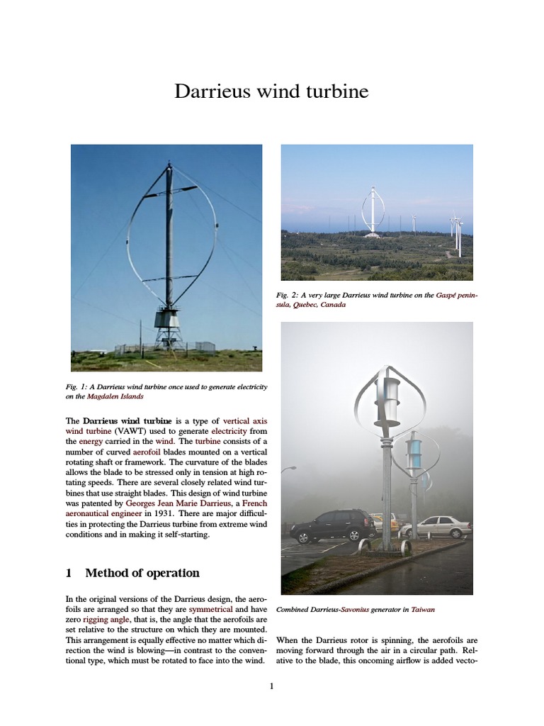 Darrieus Wind Turbine | PDF | Aerodynamics | Machines