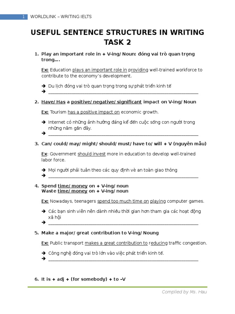Useful Sentence Structures in Writing Task 2 | PDF