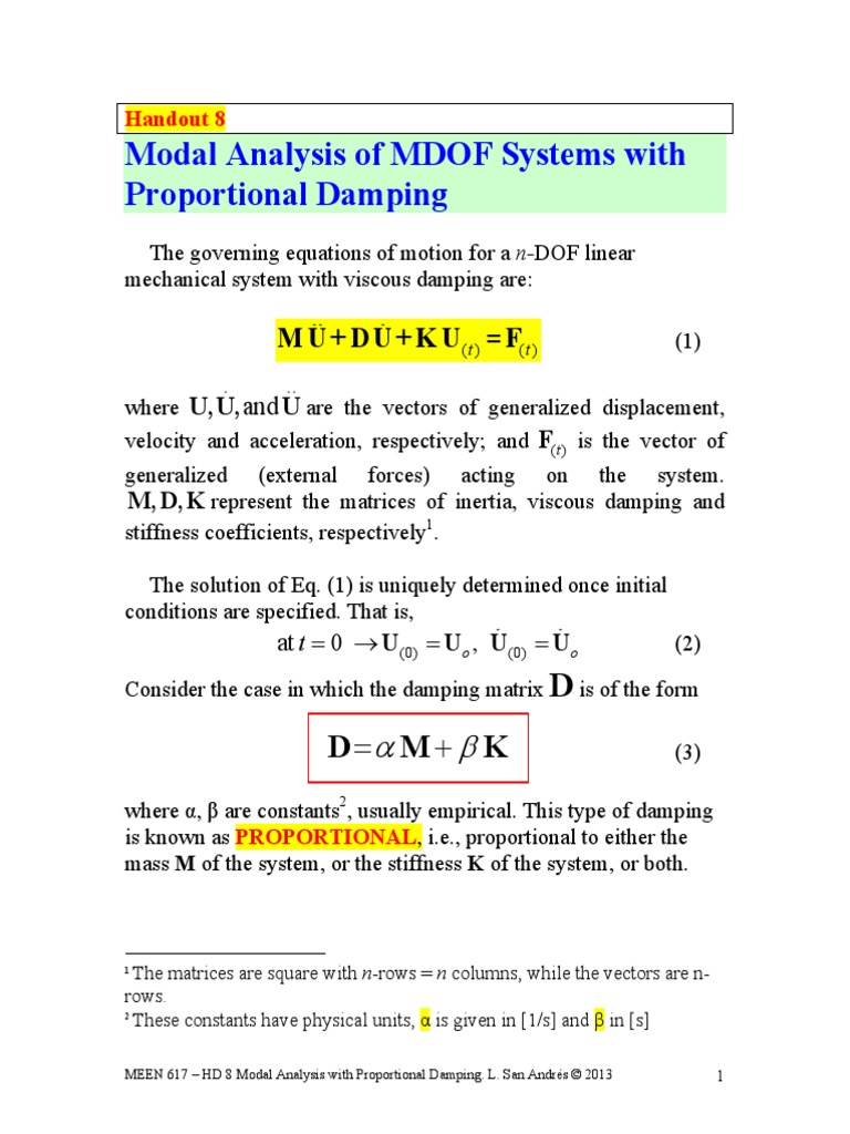 HD 8 Prop Damped Modal Analysis | PDF | Eigenvalues And Eigenvectors | Normal Mode