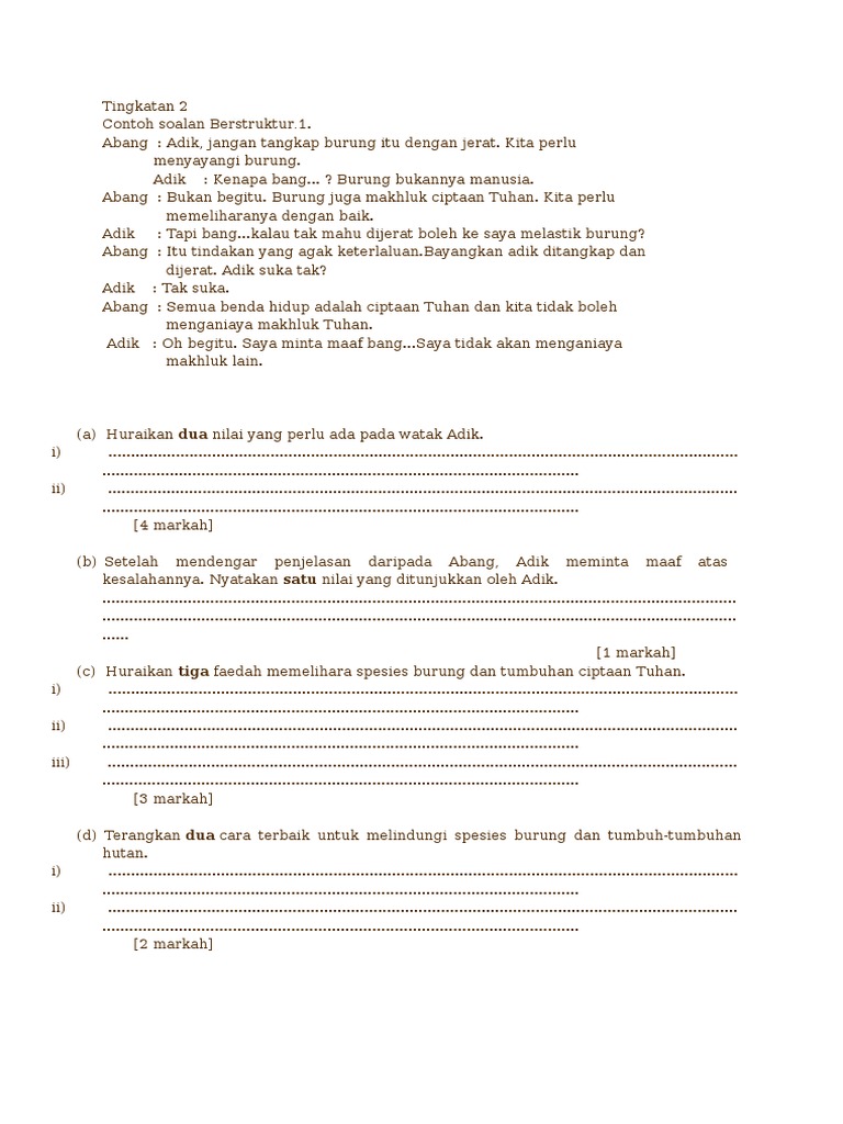 Contoh Soalan Berstruktur | PDF