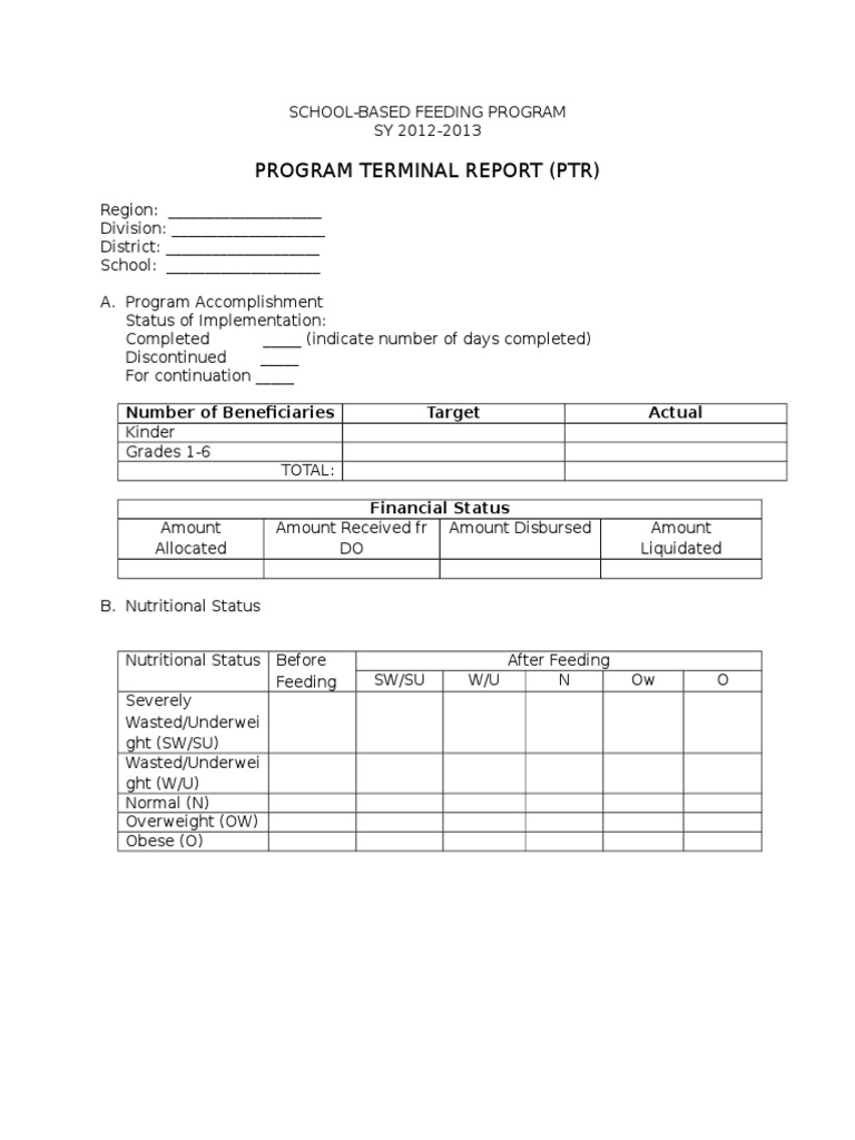 Program Terminal Report (PTR) : Number of Beneficiaries Target Actual | PDF