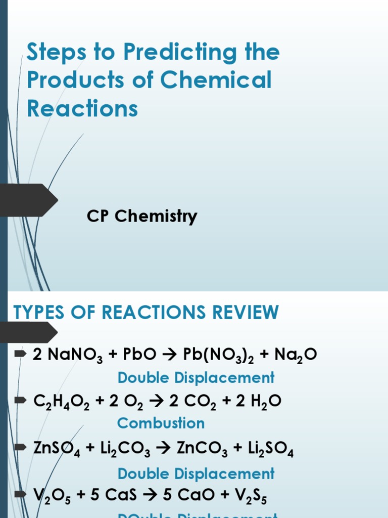 Steps to Predicting the Products of Chemical Reactions | Chemical ...