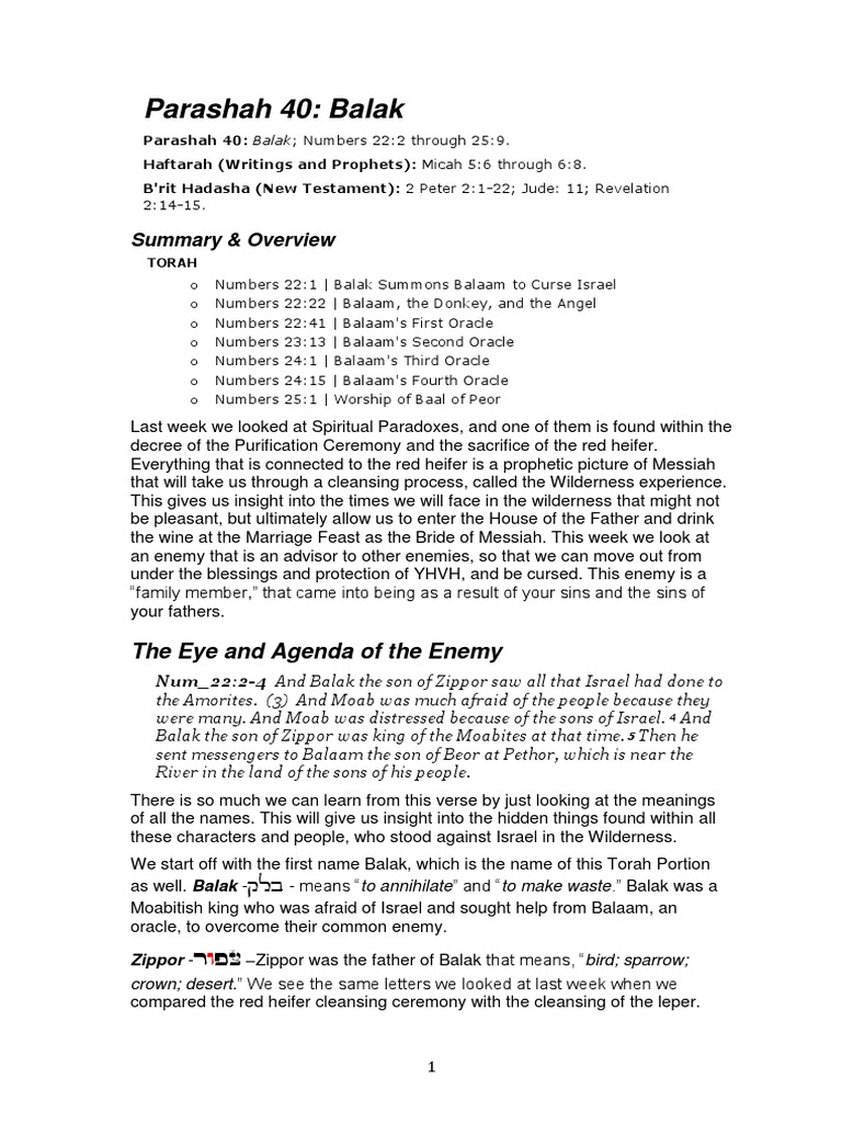 Parashah 40 Balak | PDF | Religion & Spirituality